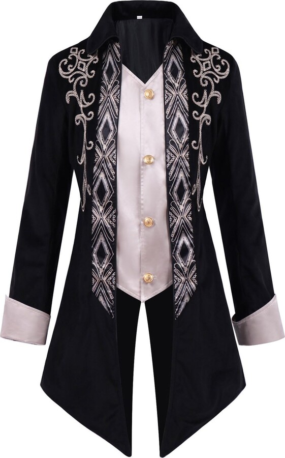 Augystre Men's Gothic Jacket Coat Suit Victorian Fancy Dress Costume ...
