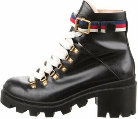 Gucci Leather Combat Boots - ShopStyle