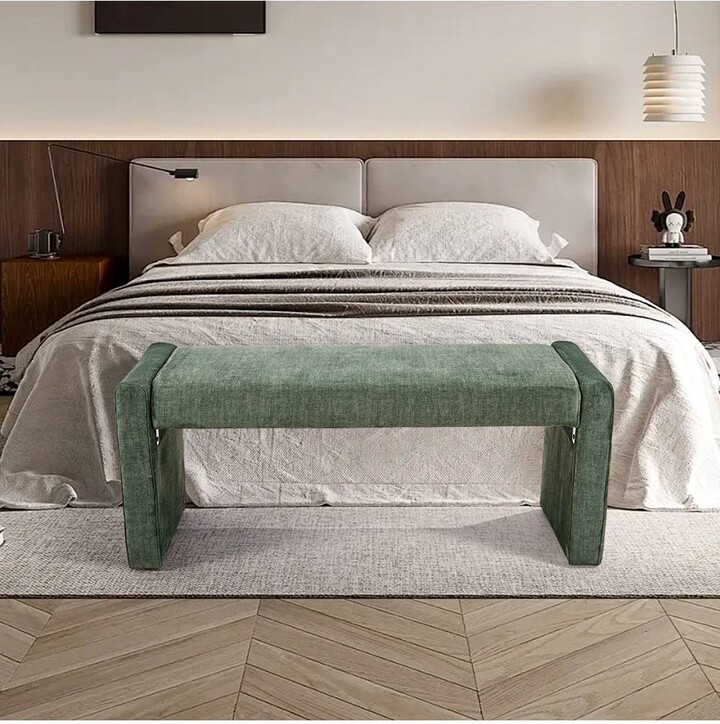 Living and Home Green Minimalist Modern Ottoman Bench - One Size ...