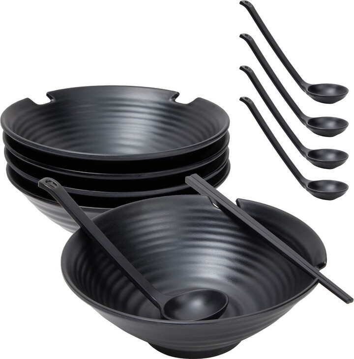 Juvale 4 Piece Melamine Japanese Ramen Noodle Bowl and Chopstick Set ...