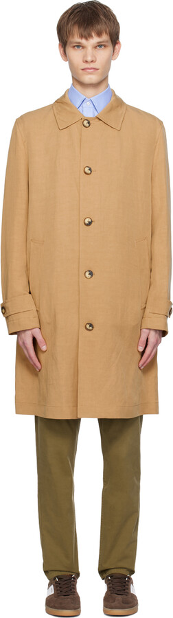 HUGO BOSS Tan Spread Collar Coat - ShopStyle