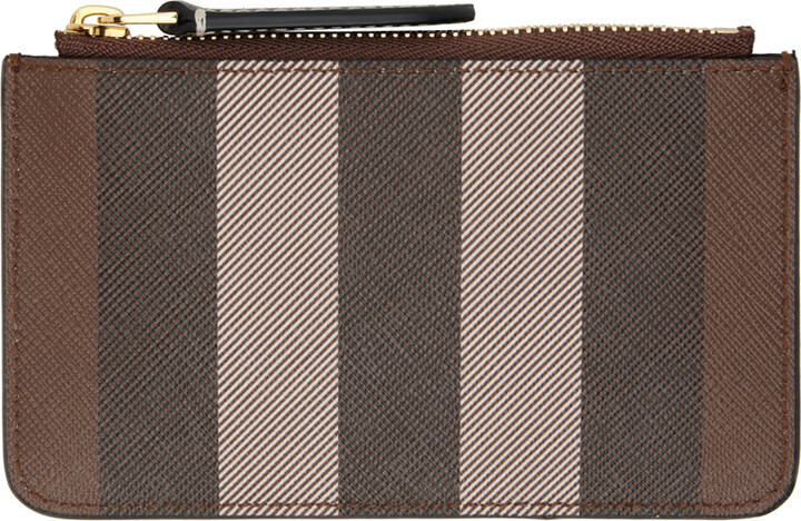 Burberry Brown Exaggerated Check Coin Pouch - ShopStyle Wallets & Card ...