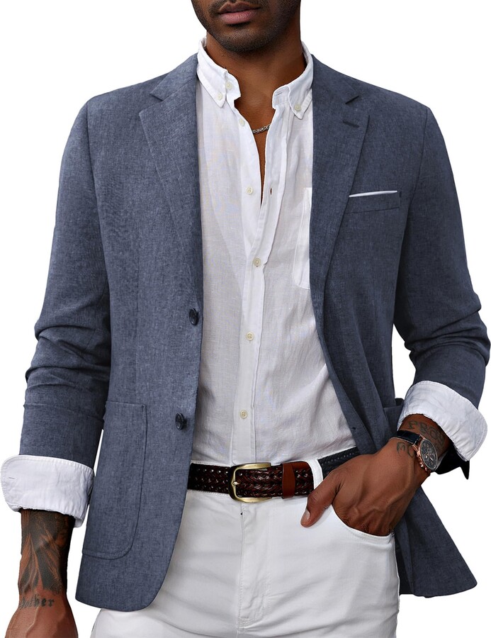 PaulJones Mens Blazer Slim Fit Casual Lightweight Blazers Smart Jackets ...