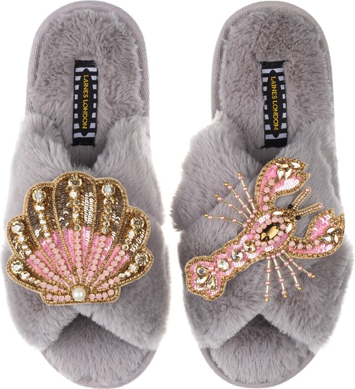 Laines London Women's Classic Laines Slippers With Artisan Pink Lobster ...