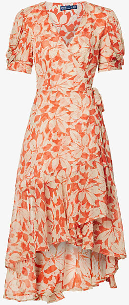 Polo Ralph Lauren Womens 1335 Birch Leaves Print Prl Drs 3/4 Slv Day ...