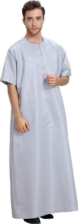 MODSGUE Thobe Men's Saudi Arabic Prayer Clothing Ramadan Robes Islamic ...