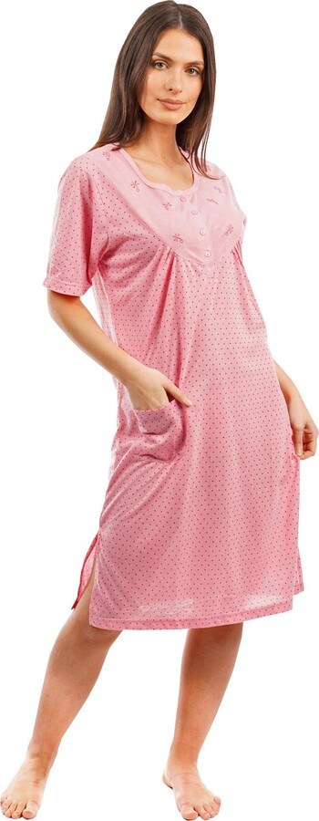 i-Smalls Ladies Soft Cotton East Fit Long Length Short Sleeve Floral ...