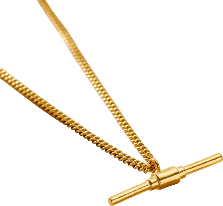 Posh Totty Designs Women's Yellow Gold Plate T Bar Necklace With Curb ...