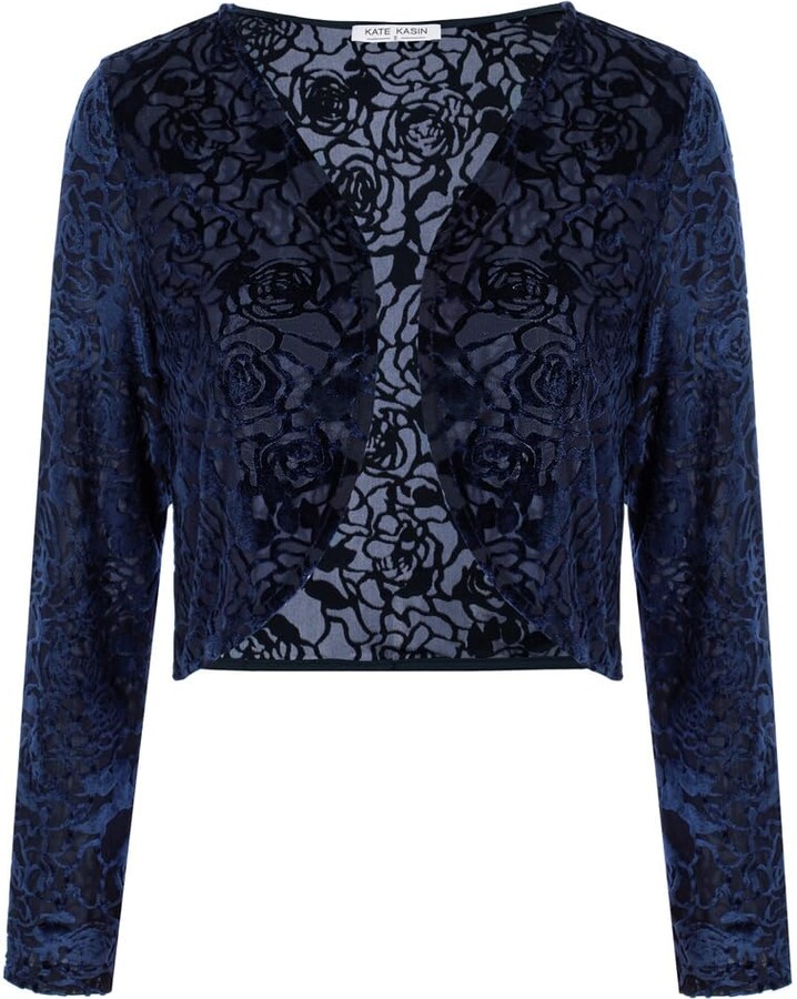 Kate Kasin Women Long Sleeve Cardigan Open Front Cropped Length Shrugs ...