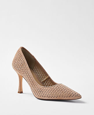 Ann Taylor Mila Perforated Suede Pumps - ShopStyle