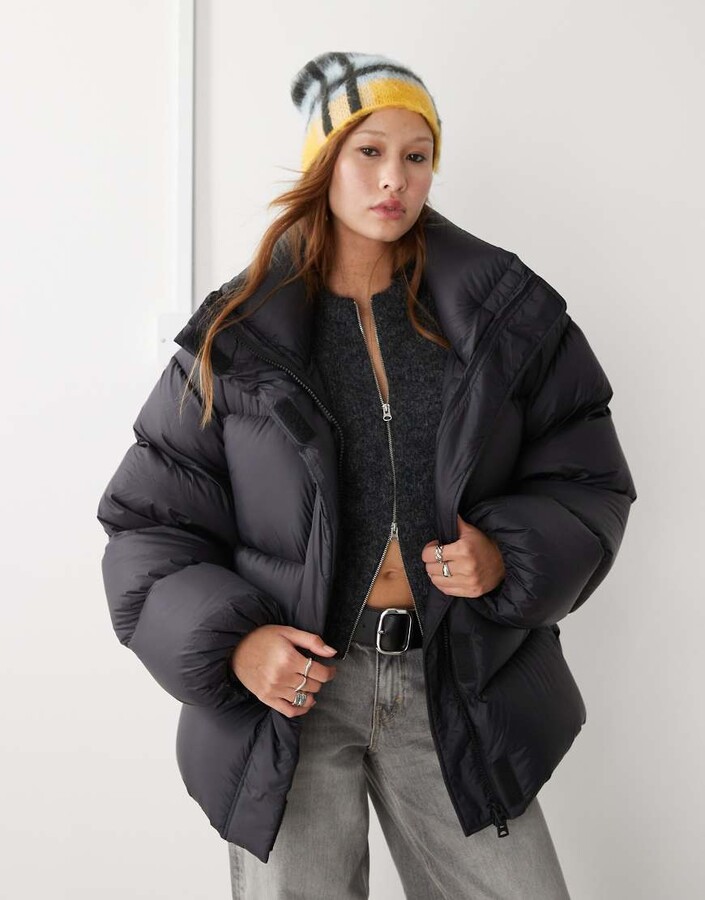 Weekday Ten oversized down puffer coat in black - ShopStyle Outerwear