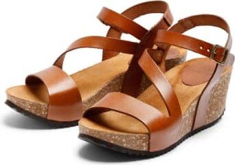 Grand Step Shoes Whiskey 39 Jill Sandale with cork plateau braun ...