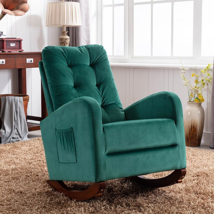 luxmod Upholstered Rocking Chair Comfortable Living Room Rocker Lounge ...