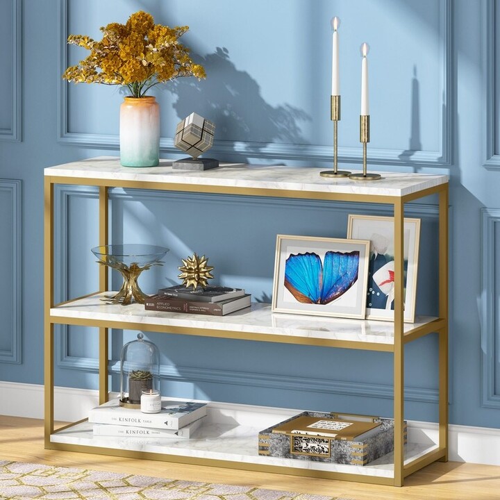 YUZHOU 3-Tier Gold Console Table, Modern Entry Table for Entryway ...