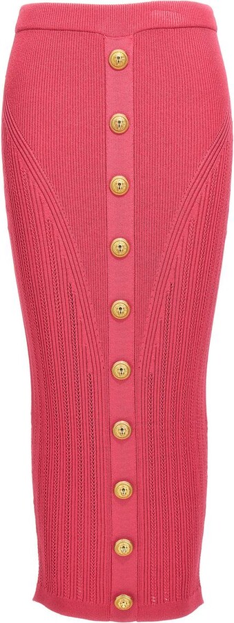 Balmain Gold button skirt - ShopStyle
