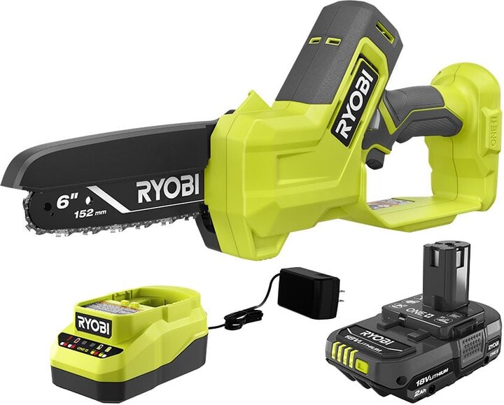 RYOBI ONE+ 18V 6 in. Cordless Battery Compact Pruning Mini Chainsaw ...