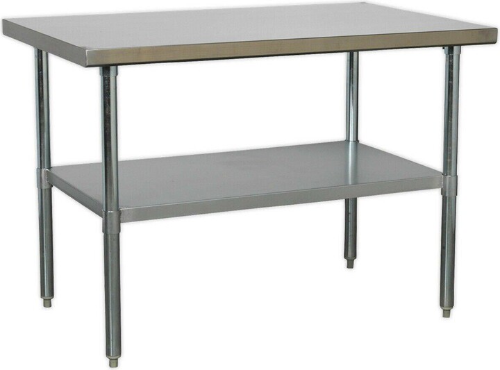 Loops 1.2m Stainless Steel Work Bench & Adjustable Storage Shelf ...