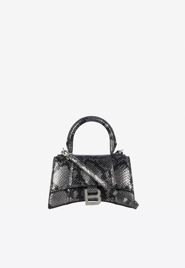 Balenciaga XS Hourglass Top Handle Bag in Python Leather - ShopStyle