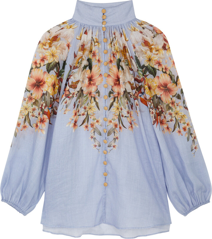 Zimmermann Lexi Floral-print Ramie Blouse - ShopStyle Tops