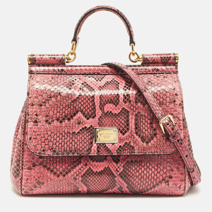 Dolce & Gabbana Pink Python Medium Miss Sicily Top Handle Bag - ShopStyle