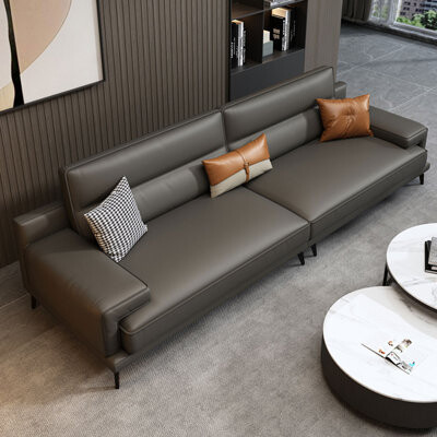 Concave Techie 110.24" Dark grey Genuine Leather Modular Sofa cushion ...