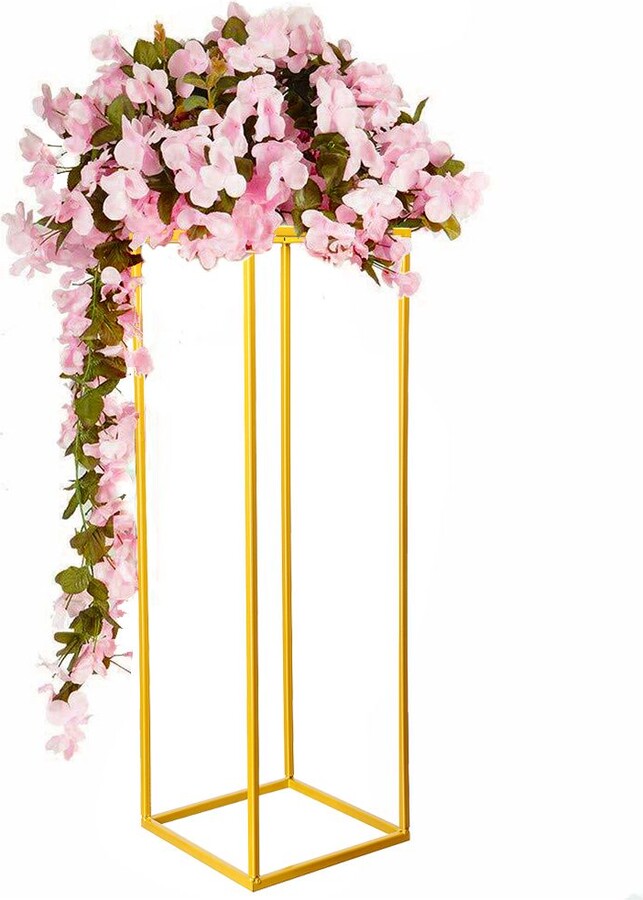 Living and Home 80cm H Rectangular Geometric Flower Rack Column Vases ...