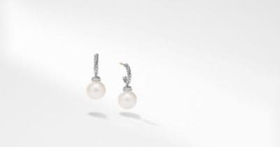 David Yurman Solari Hoop Earrings With Diamond And Freshwater Pearl ...