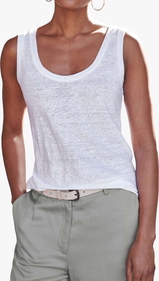 Pure Collection Linen Scoop Neck Vest - ShopStyle Tops