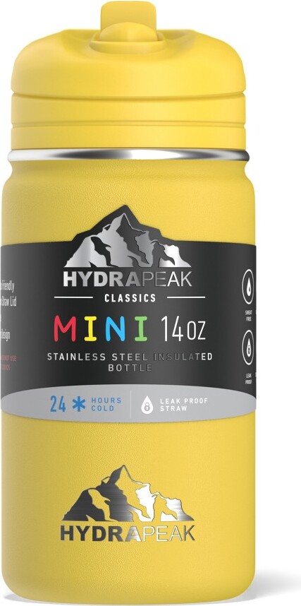 Hydrapeak Mini 14oz Insulated Kids Water Bottle with Straw Lid Lemon ...