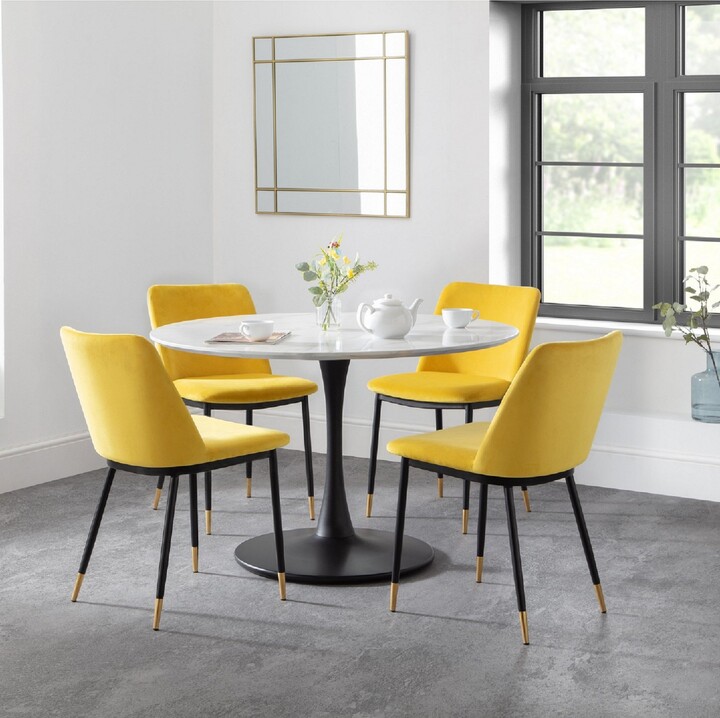 Dunelm Holland Round Pedestal Dining Table with 4 Delaunay Chairs ...