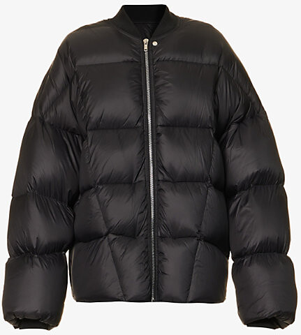 Rick Owens Mens Black Quilted Dropped-shoulder Oversized Shell-down ...