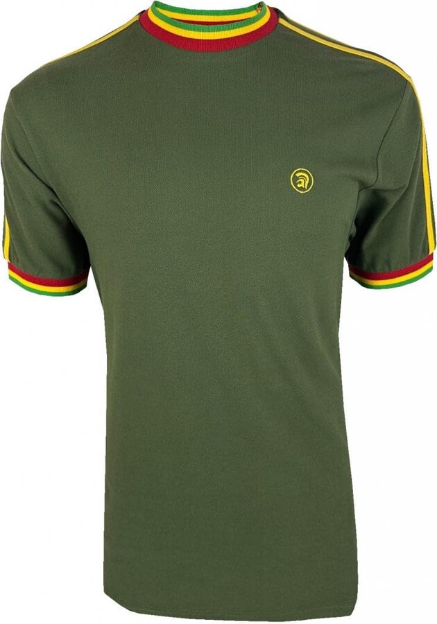 Trojan Mens Short Sleeve T Shirt - Mock Neck Twin Stripe Pique Tee - TR ...