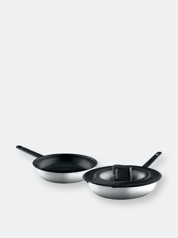 Berghoff GEM 3Pc Downdraft 18/10 Stainless Steel Fry Pan Set, Black ...