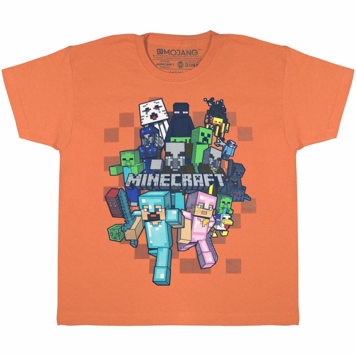 Popgear Minecraft Character Group Girls T-Shirt Orange 5-6 Years | PS4 ...
