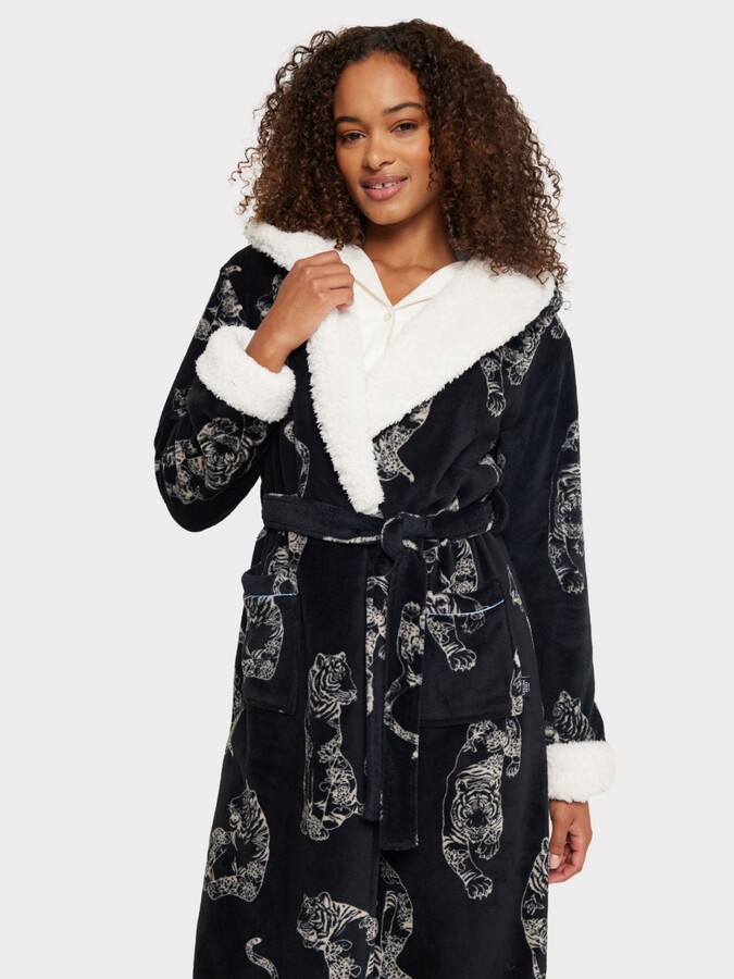 Chelsea Peers Fleece Linear Tiger Print Dressing Gown - ShopStyle Robes