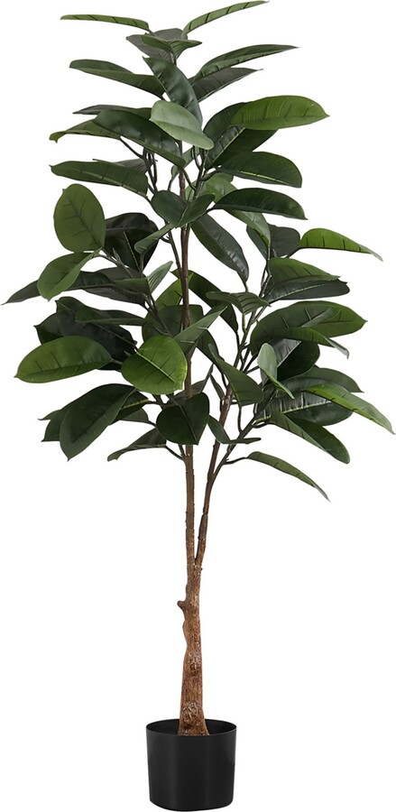Monarch Specialties 52" Indoor Artificial Floor Rubber Tree with Black ...