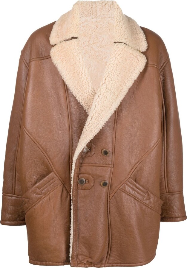 A.N.G.E.L.O. Vintage Cult 1980s Sheepskin Double-Breasted Coat - ShopStyle