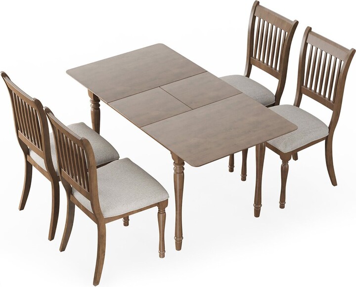 Tangkula Dining Table Farmhouse Set of 5 w/ Extendable Dining Table ...