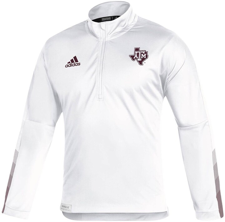adidas Men's White Texas A&M Aggies 2021 Sideline Primeblue Quarter-Zip ...