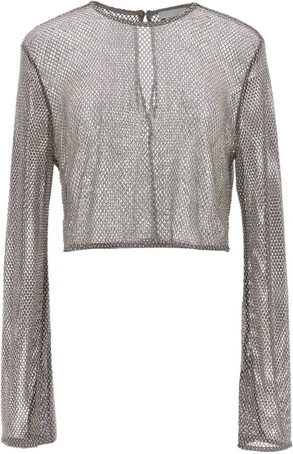 Ganni Sequin mesh top - ShopStyle