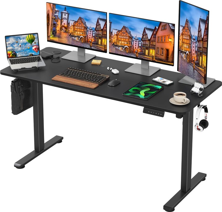 STARY Adjustable Height Sit Stand Home Office Desk with Splice Board ...