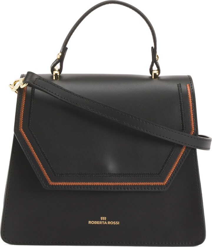 Roberta Rossi Made In Italy Leather Satchel With Geometric Flap - ShopStyle Shoulder Bags
