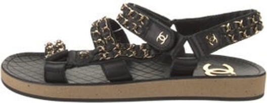 Chanel 2022 Interlocking CC Logo Slingback Sandals - ShopStyle
