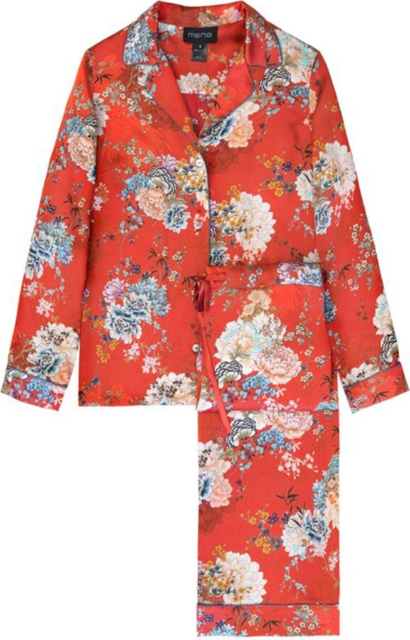 MENG Red Silk Satin Pyjama Set - ShopStyle Pajamas