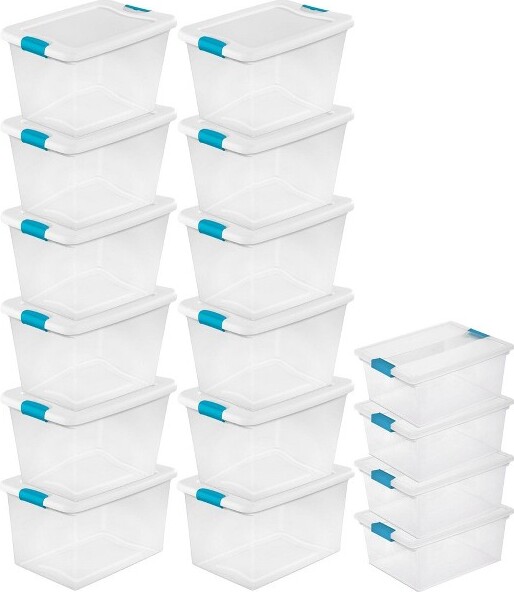 Sterilite 64 Quart Large Latching Stackable Clear Plastic Storage Tote ...