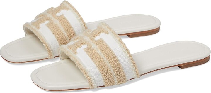 Tory Burch Double T Slides (Natural/ Light Alabaster) Women's Sandals ...