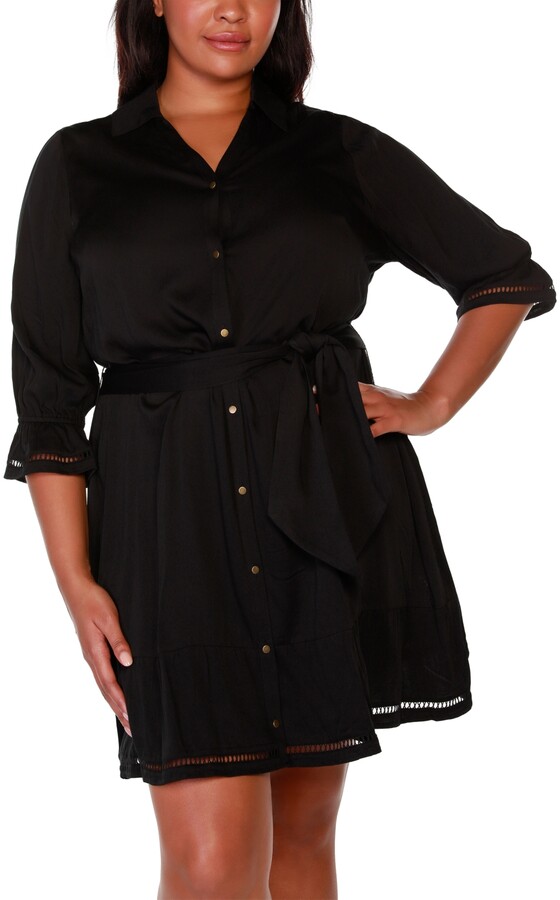 Belldini Black Label Plus Size Collared Button Front Dress - ShopStyle