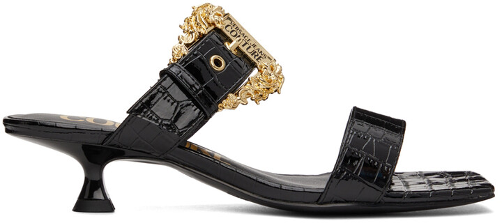 Versace Jeans Couture Black Croc Baroque Couture I Mules - ShopStyle