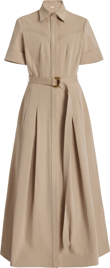 Adam Lippes Belted Cotton Twill Midi Shirt Dress - ShopStyle