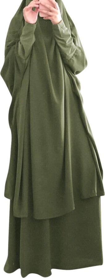 IWEMEK Two Piece Set Muslim Dress Jilbabs for Women Prayer Hijab Khimar ...